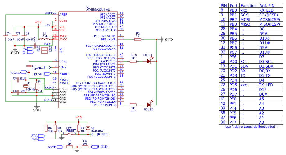 STANDALONE ARDUINO 32U Resources - EasyEDA