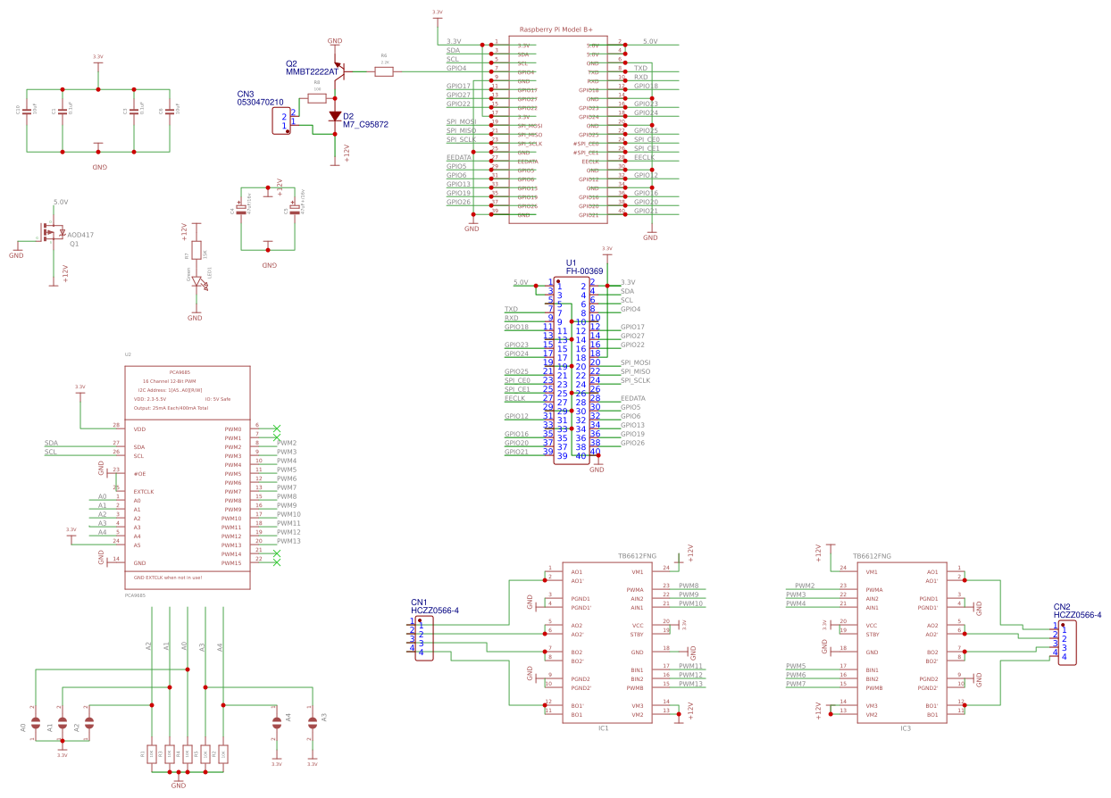 Motor HAT with Stepper Plug and Large Shutter Solenoid Driver KL103XX REV A Resources - EasyEDA