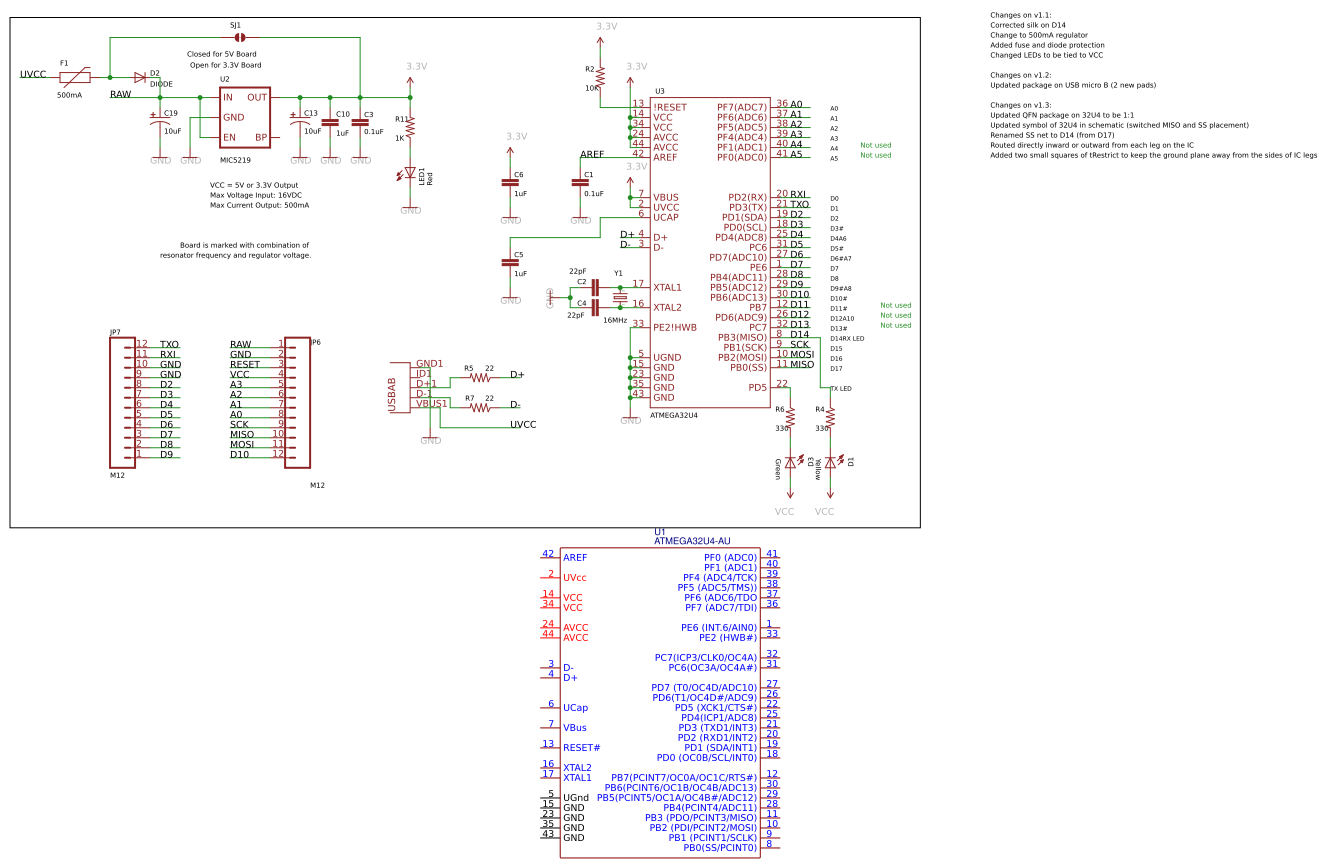 ATMEGA32u4 wiring from internet Resources - EasyEDA