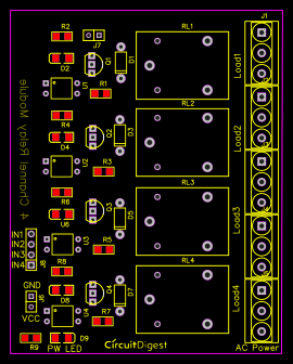 4-Channel Relay Board PCB Layout Resources - EasyEDA