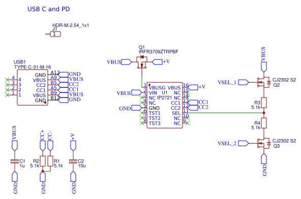 USBC PD Circuit 5v, 9v, 12v -or- 5v, 12v, 20v Resources - EasyEDA