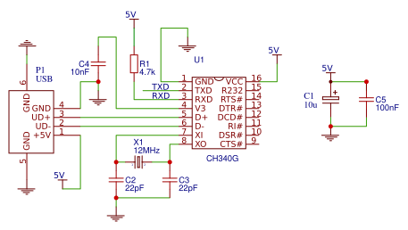 Conversor USB-UART CH340 Serial Resources - EasyEDA