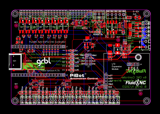 PiBot FluidNC GRBL CNC Controller V4.7A PCB Resources - EasyEDA