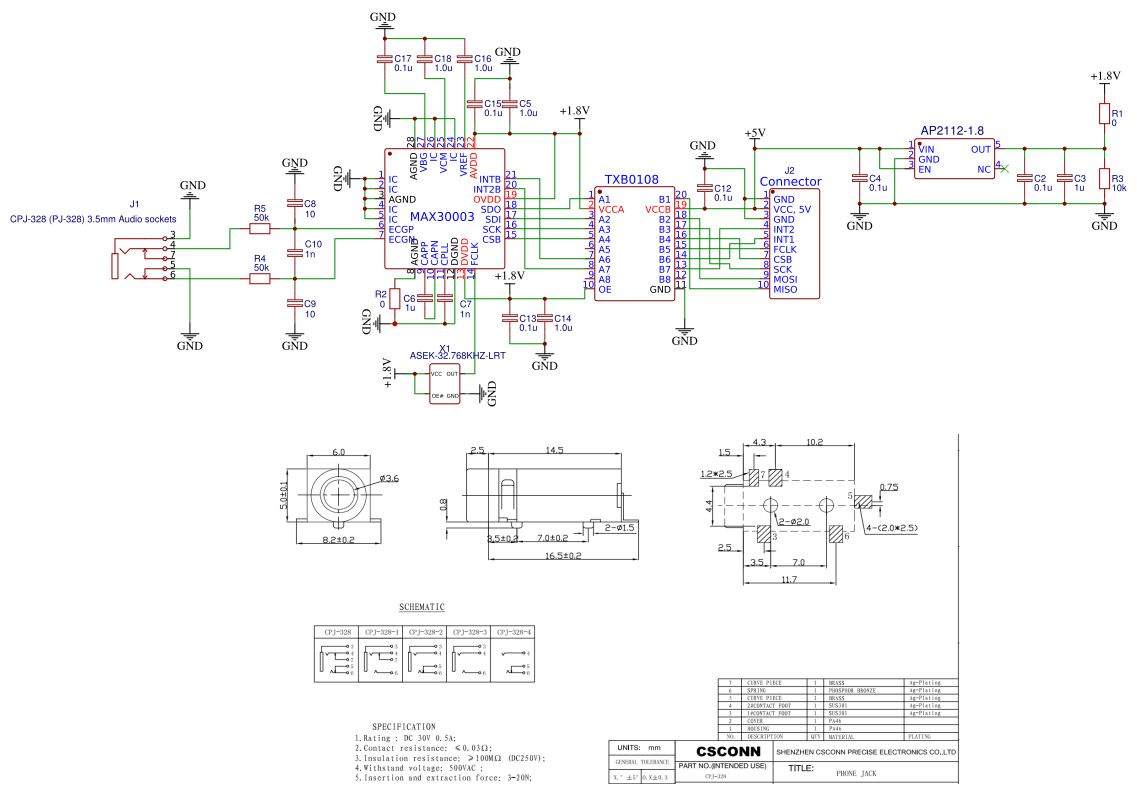 Ostanin ECG-1.3 MAX30003 Resources - EasyEDA