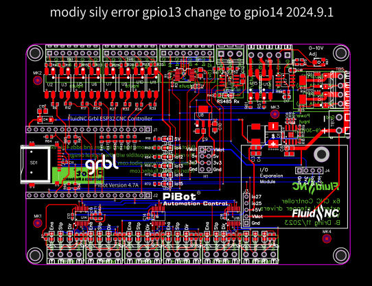 PiBot FluidNC GRBL CNC Controller V4.7A PCB Resources - EasyEDA