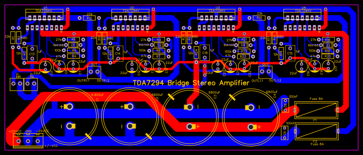 TDA7294 Bridge PCB Resources - EasyEDA