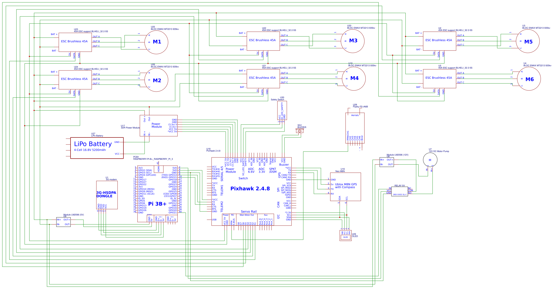 Pixhawk 2.4.8 Hexacopter with RPi 3 Resources - EasyEDA