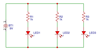Three LED's Parallel Connection Resources - EasyEDA