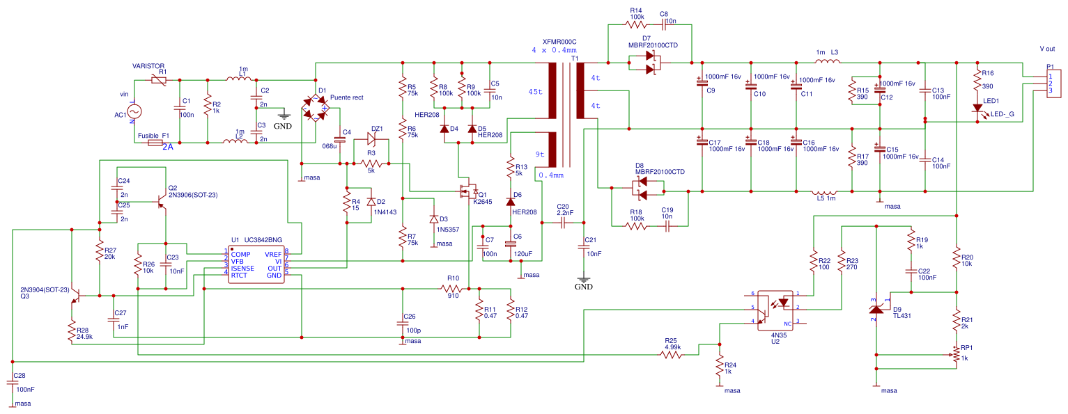 Circuito - Fuente Conmutada Resources - EasyEDA