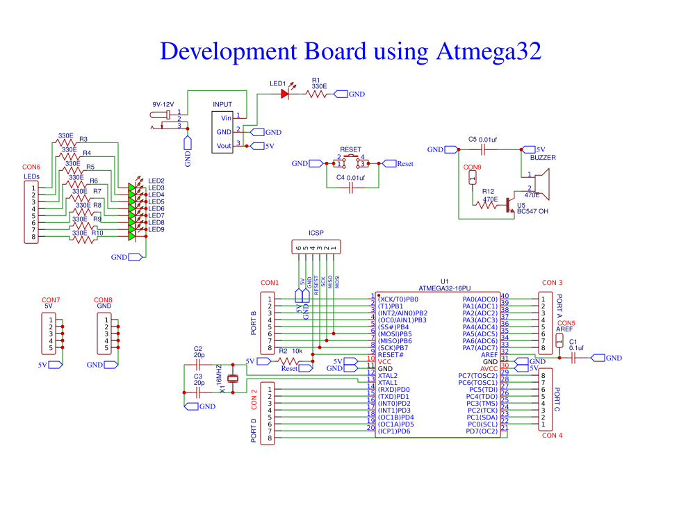 Development Board Using Atmega32 Schematic Resources - EasyEDA