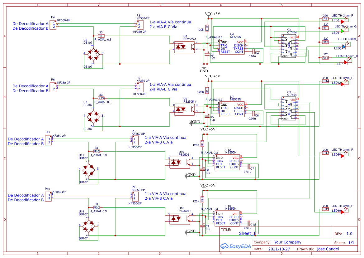 Detector de trenes y TRES Circuitos de VIA Resources - EasyEDA