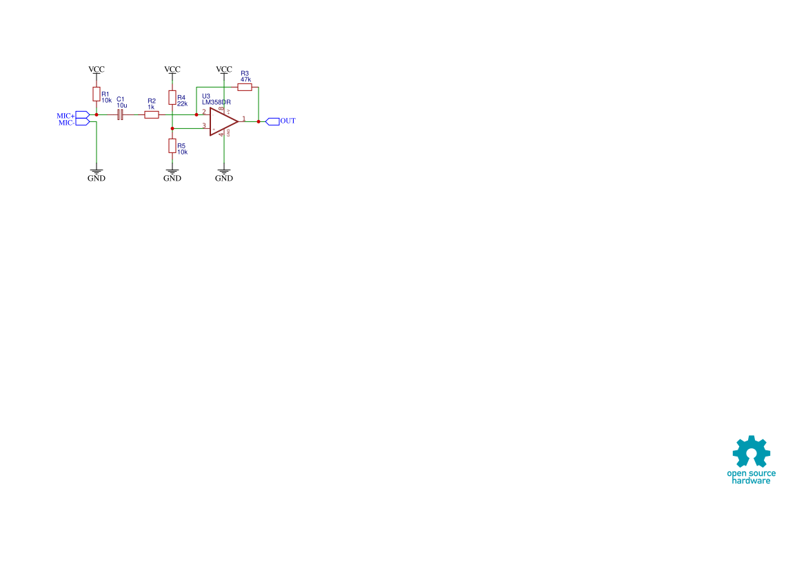 LM358 Simple Microphone Amplifier Resources - EasyEDA