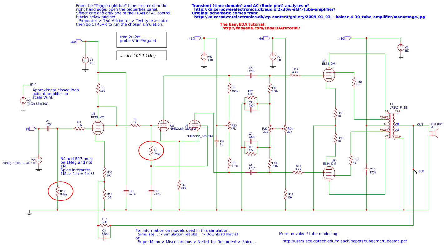 2x30W EL34 tube amplifier simulation schematic Resources - EasyEDA
