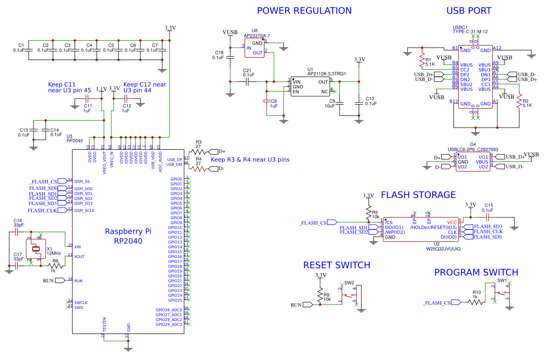 RP2040 Microcontroller & Supporting Hardware Resources - EasyEDA