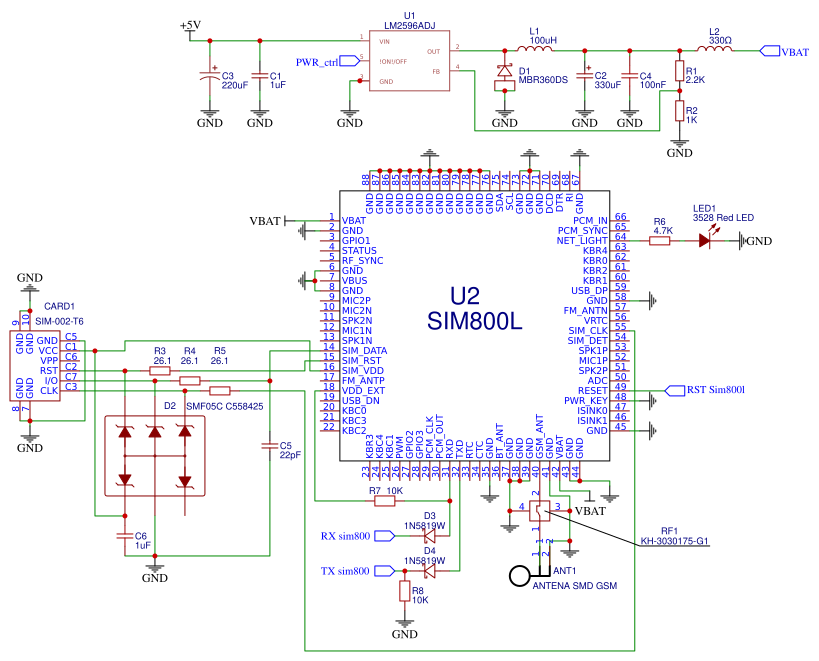 GSM SIM800l Complete design Resources - EasyEDA