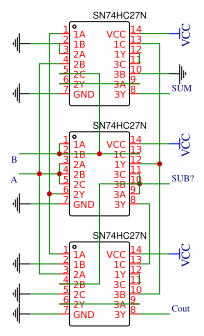 Half Adder with Subtract Resources - EasyEDA