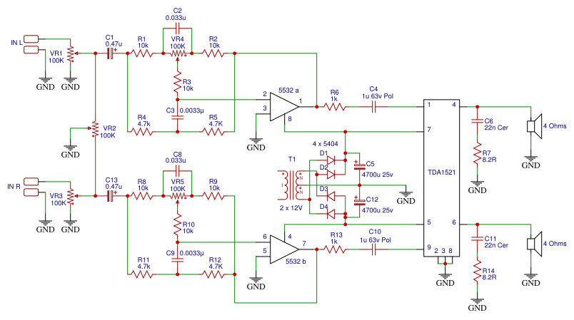 Ampli a TDA1521 Resources - EasyEDA