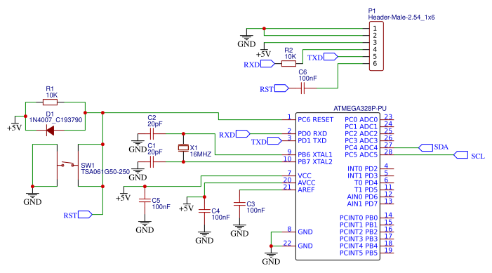 final ATMEGA328P Schematic Module Resources - EasyEDA