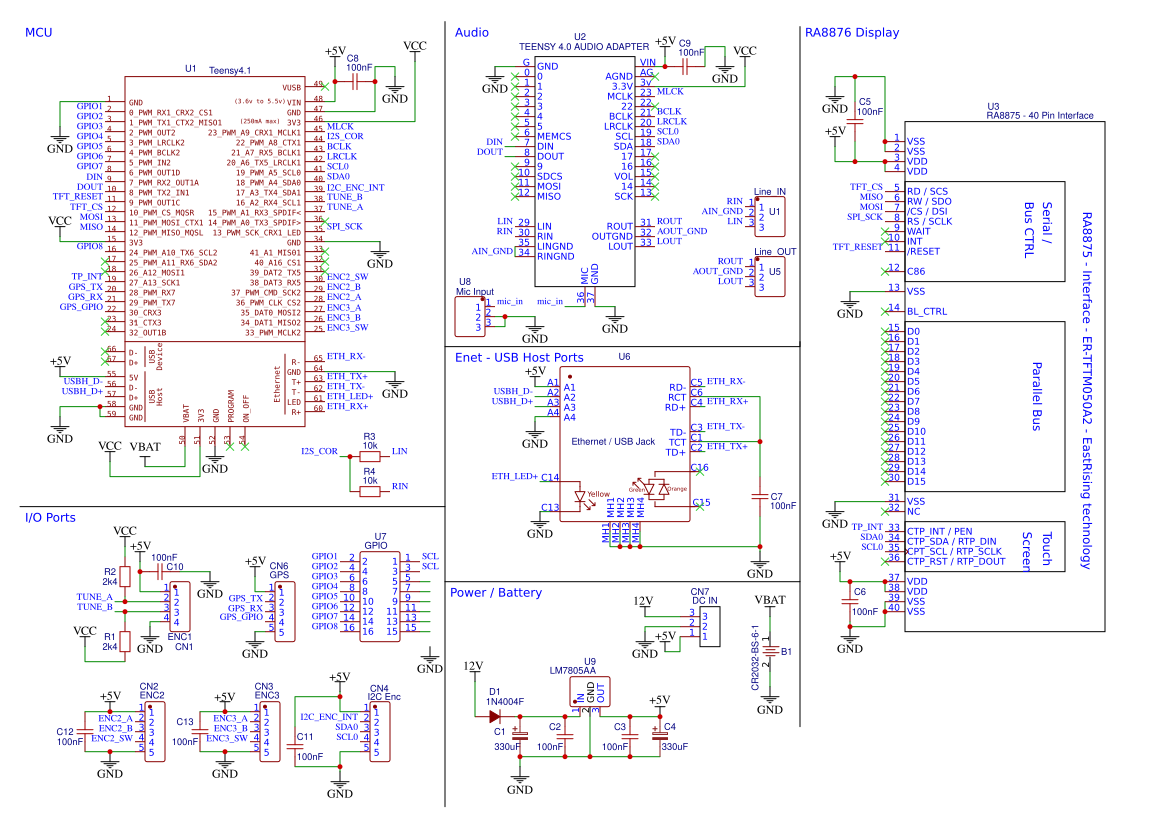 Schematic - Teensy RA8875 audio backpack V0.4 Resources - EasyEDA