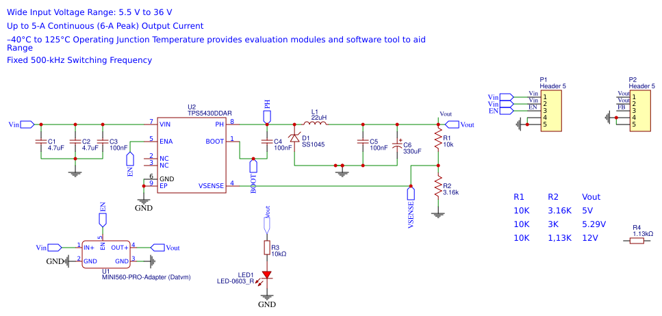 Mini Pro 560 (Buck TPS5430 3A) Resources - EasyEDA