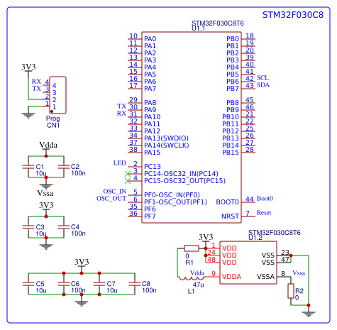 STM32F030_minimal Resources - EasyEDA