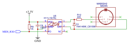 MIDI Input with MAB5SH Resources - EasyEDA