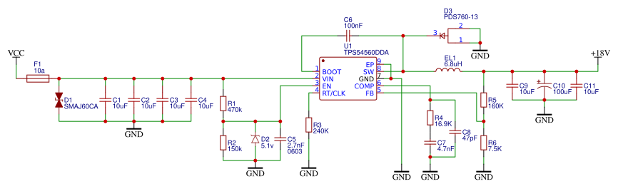 TPS54560DDA DC-DC input 18-60v, out 18v Resources - EasyEDA