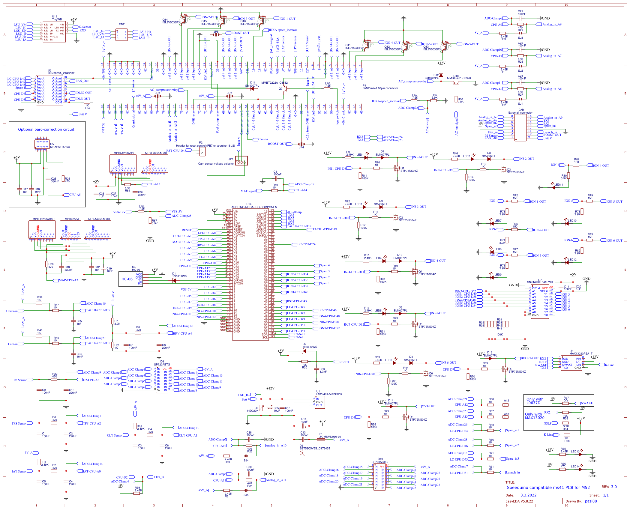 speeduino PCB for m52 rev3.0 - EasyEDA open source hardware lab
