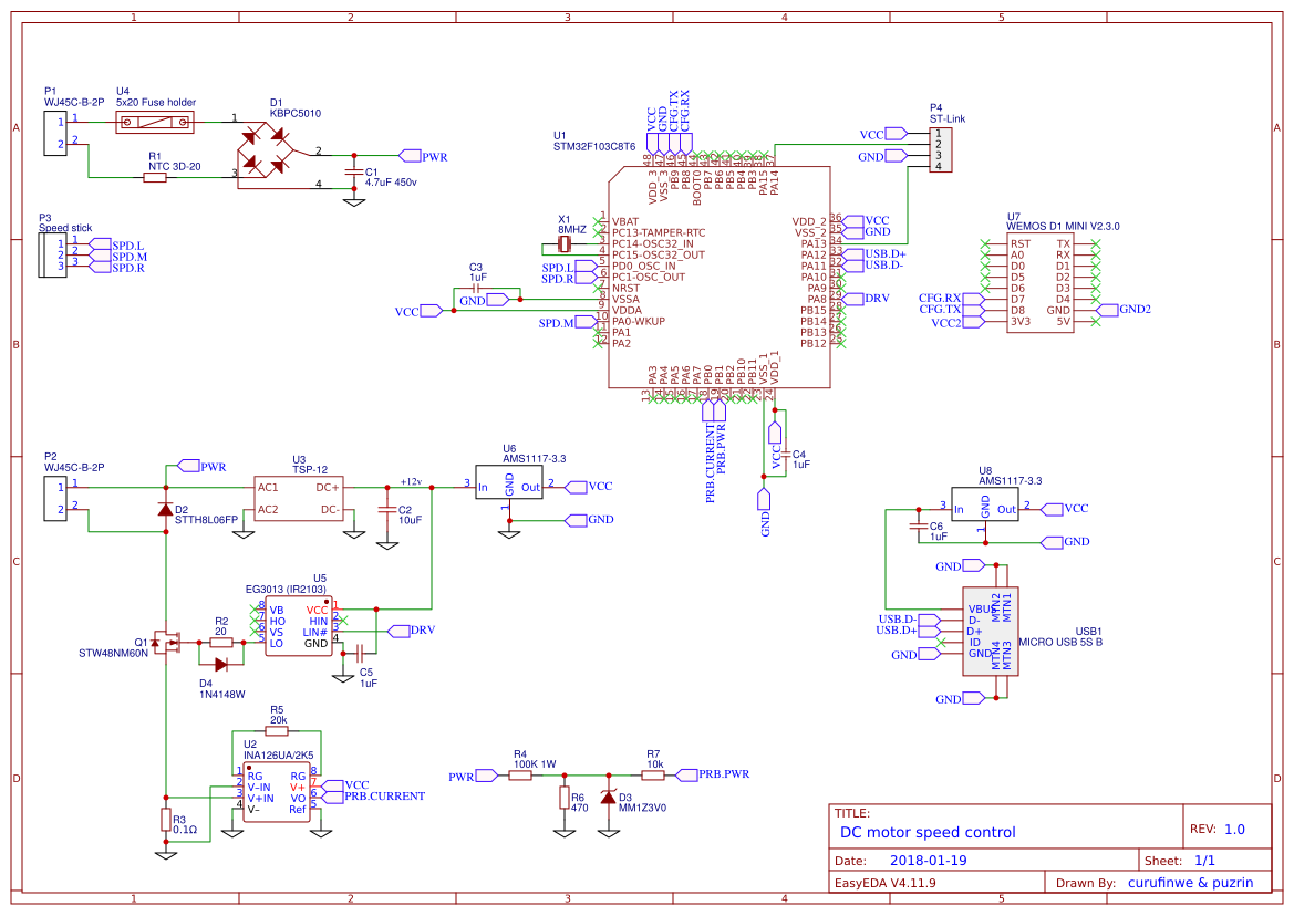 DC motor speed control (mini) - EasyEDA open source hardware lab