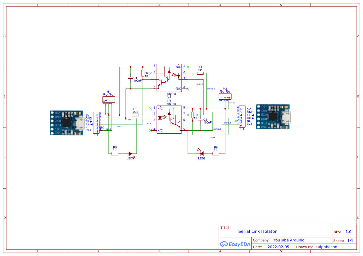 Isolated Serial Link - EasyEDA open source hardware lab