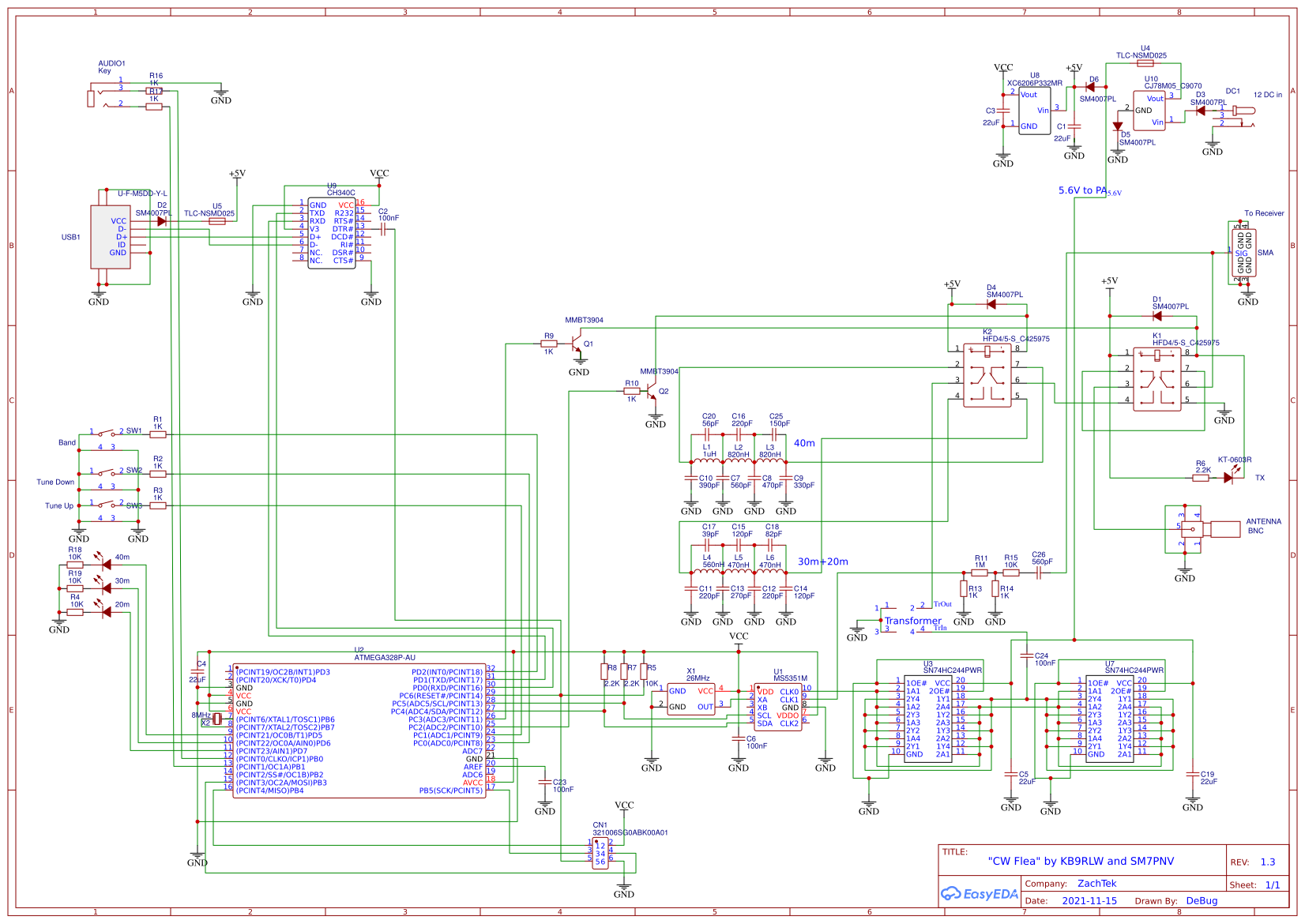 CW Flea Version 1.3 - EasyEDA open source hardware lab