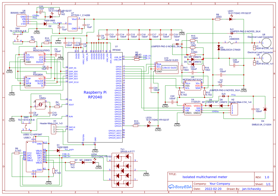 6 channel Isolated Meter - EasyEDA open source hardware lab