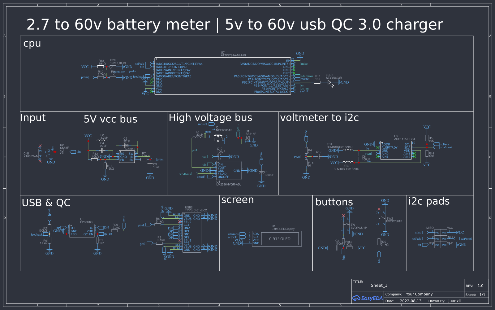 Bat meter and phone charger WIP - EasyEDA open source hardware lab