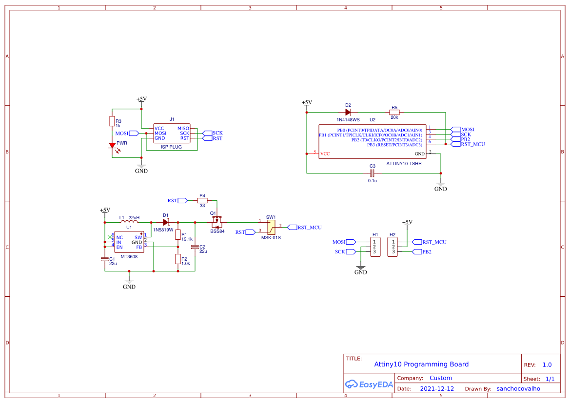 Attiny10 Programming Board - EasyEDA open source hardware lab