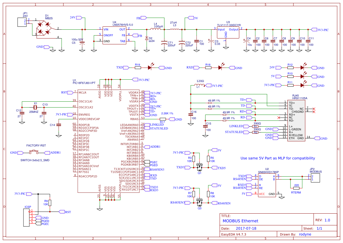 Ethernet Modbus Gateway - EasyEDA open source hardware lab