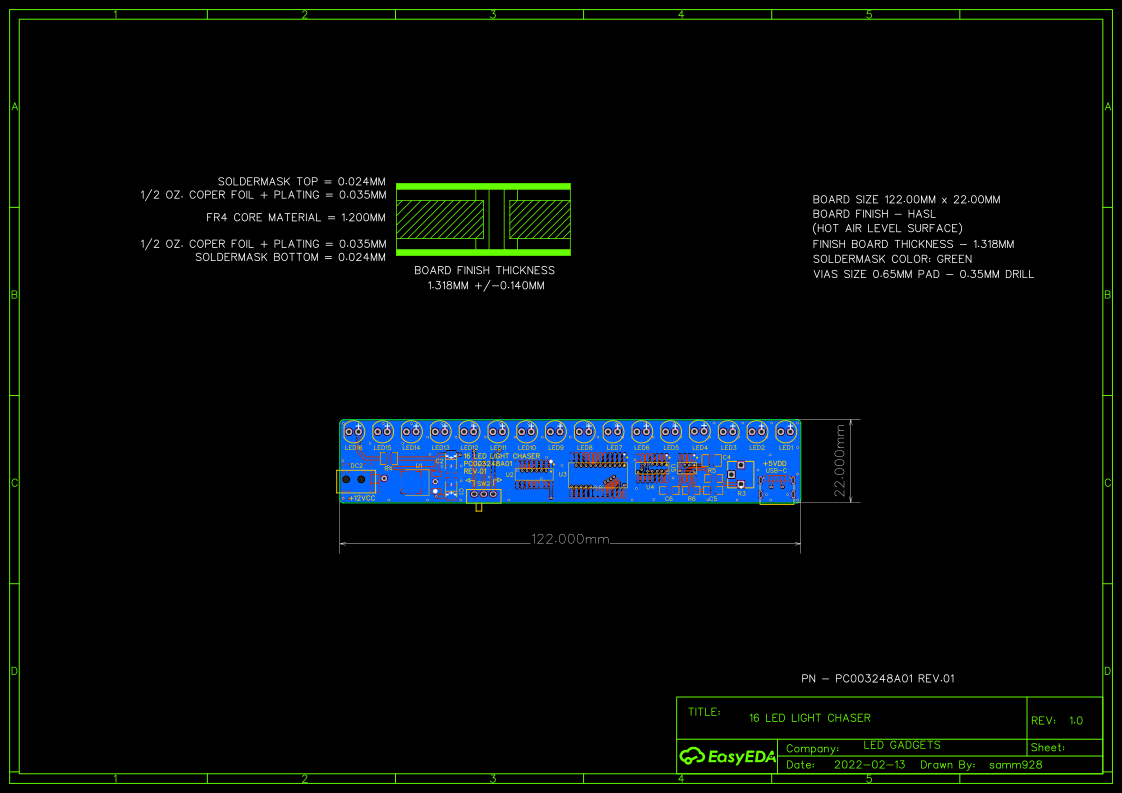 16 chasing LEDs - EasyEDA open source hardware lab