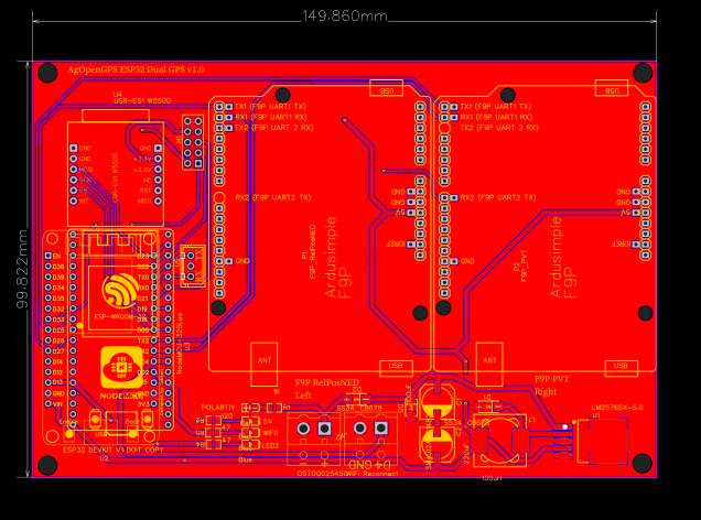 AgOpenGPS DualGPS ESP32 - EasyEDA open source hardware lab