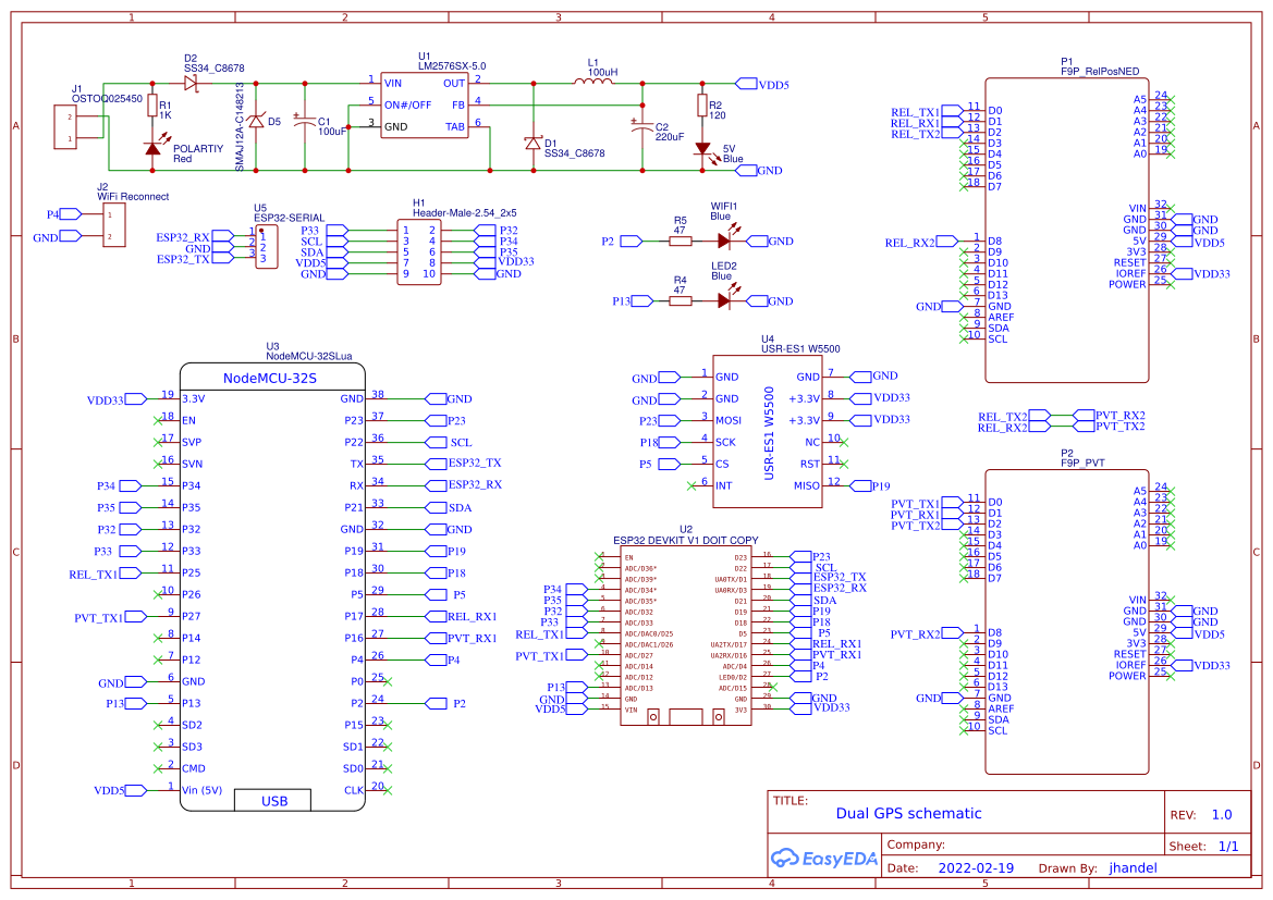 AgOpenGPS DualGPS ESP32 - EasyEDA open source hardware lab