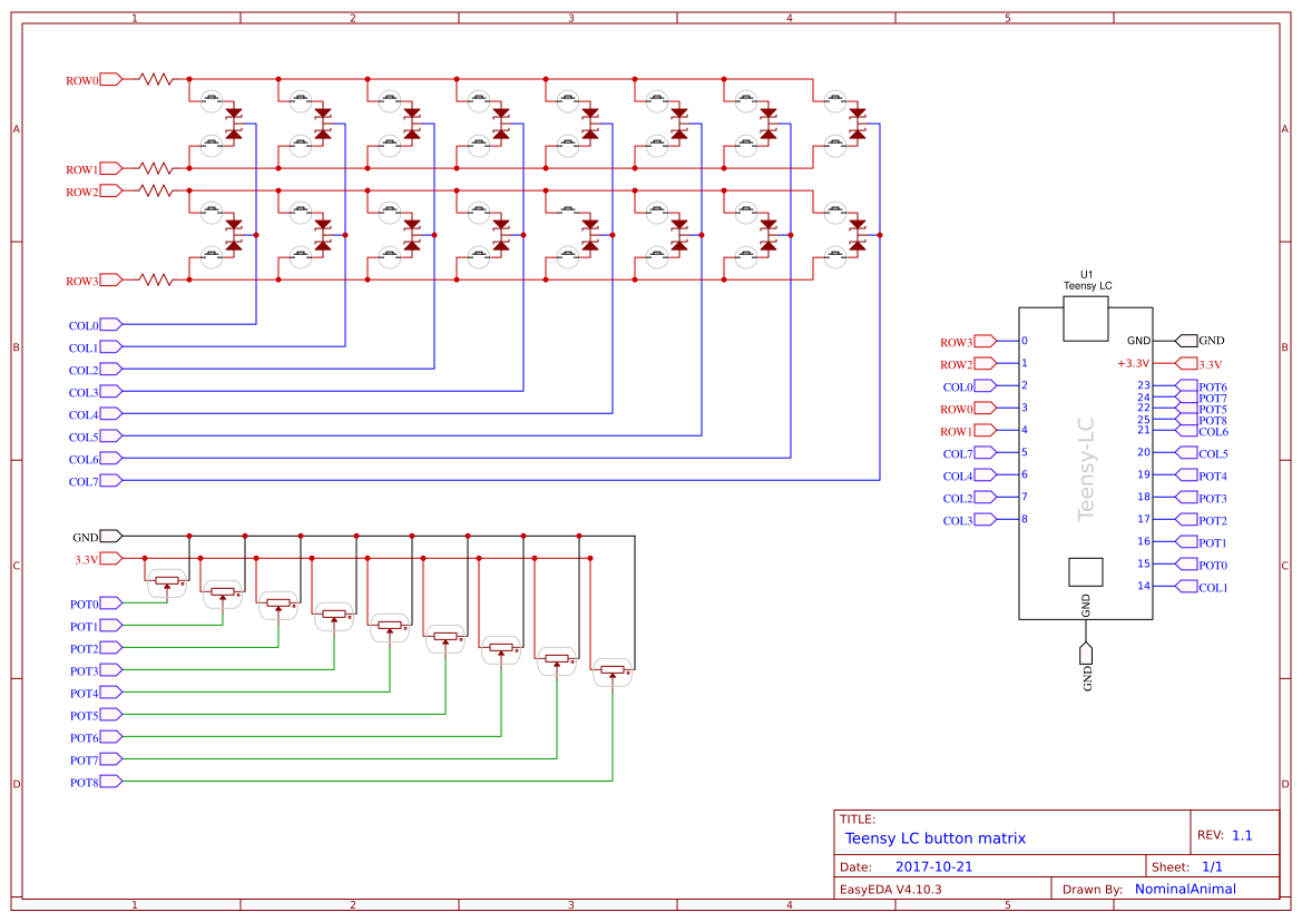 Teensy LC button matrix (SMD) - OSHWLab