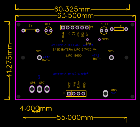 BASE BATERIA LIPO 3.7VCC 18650 V4 - OSHWLab