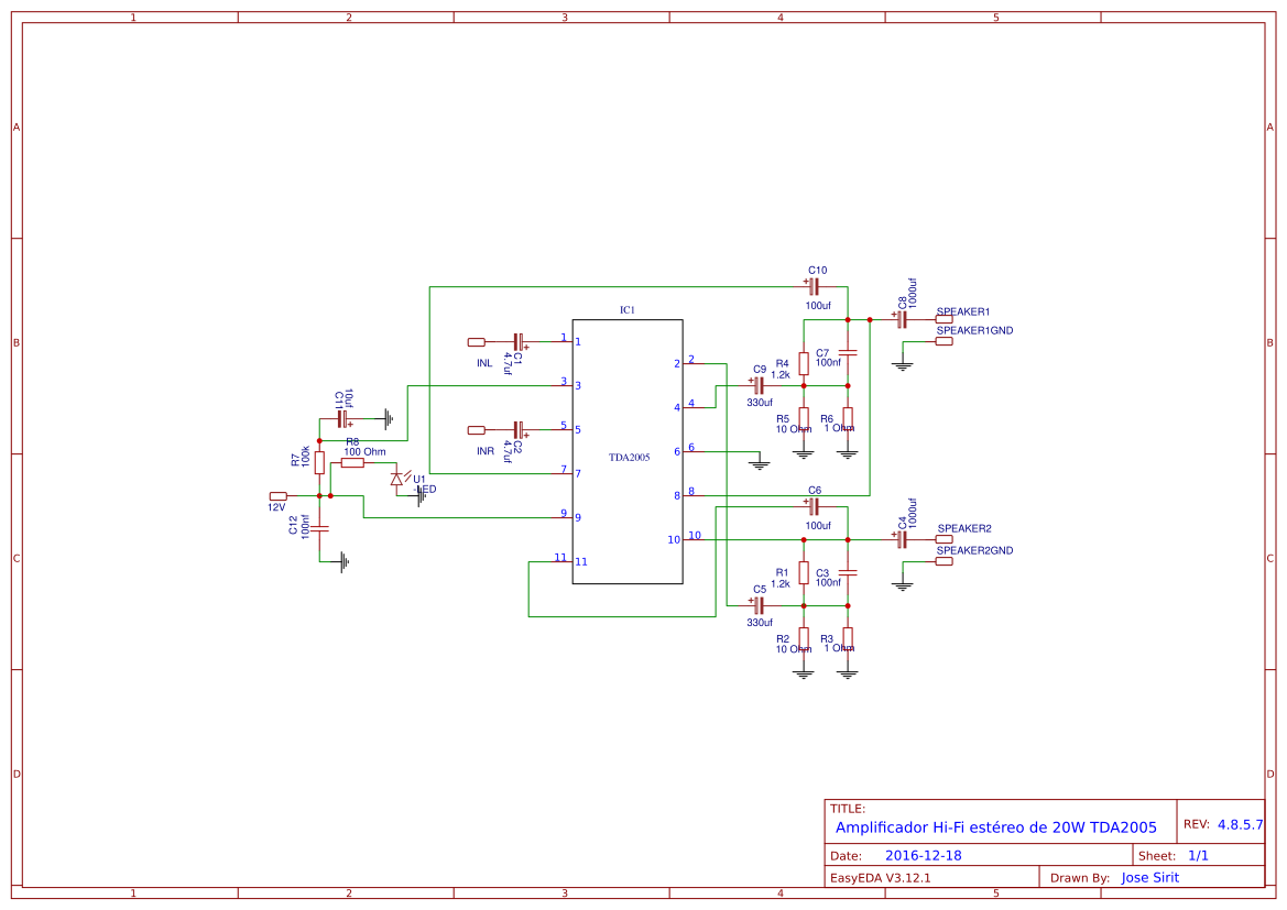 Amplificador TDA2005 - OSHWLab