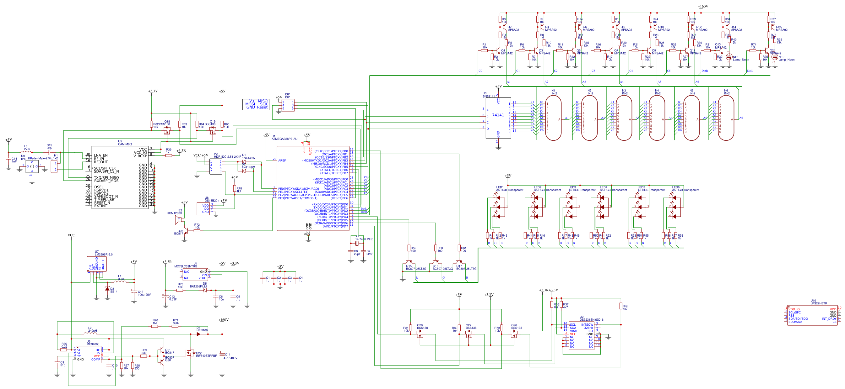 Nixie clock with GPS copy - EasyEDA open source hardware lab