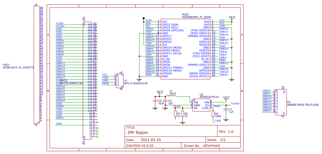 Raspberry Pi DPI Topper 18-Bit - EasyEDA open source hardware lab