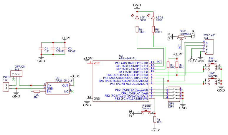 ATtiny Logic Gate EMU - EasyEDA open source hardware lab