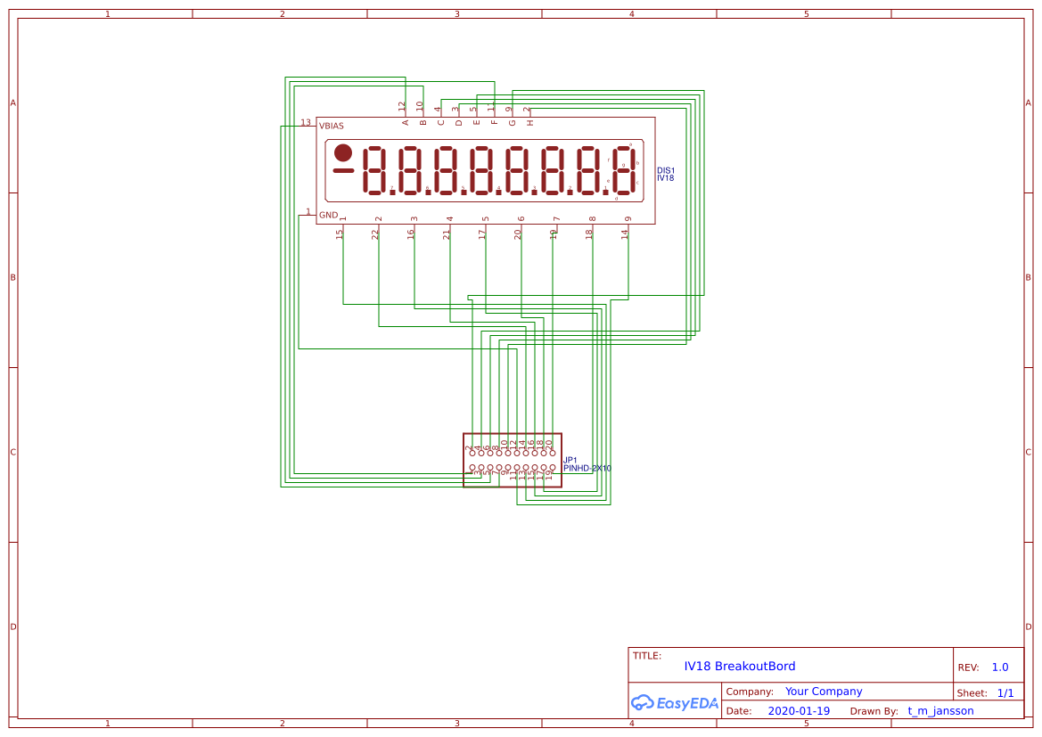IV18 Breakout Board - EasyEDA open source hardware lab
