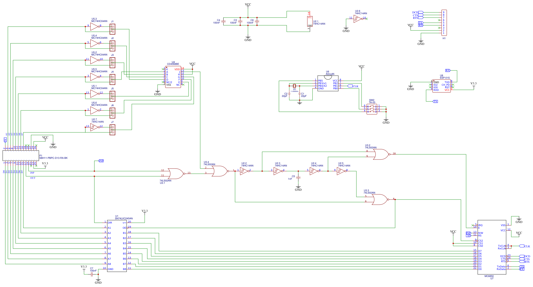 IOBus - Serial card (88-2SIO) with ESP-01s - OSHWLab