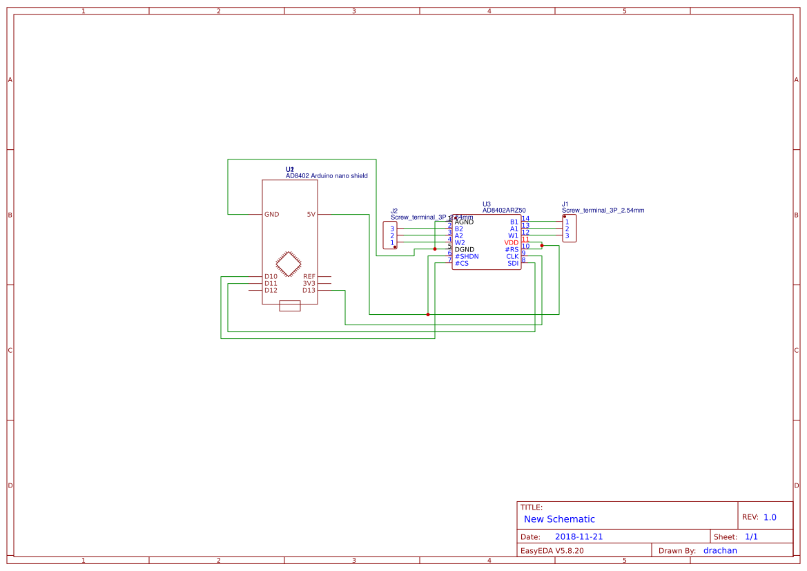 AD8402 ArduinoNanoShield (Digital pot) - OSHWLab