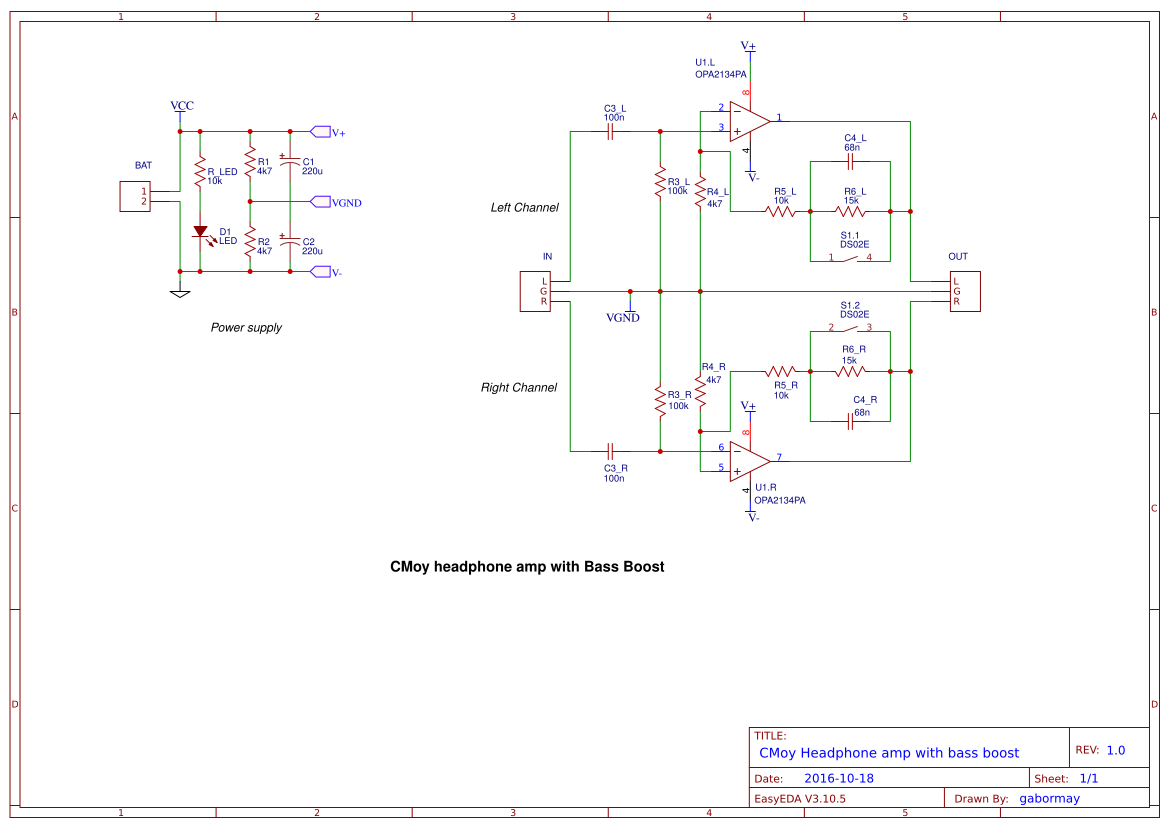 CMoy amp with Bass boost - OSHWLab
