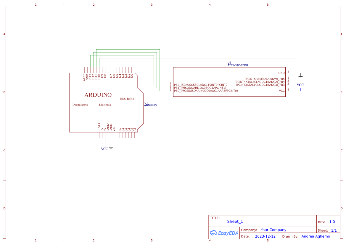 ATtiny85 adapter for Arduino - EasyEDA open source hardware lab