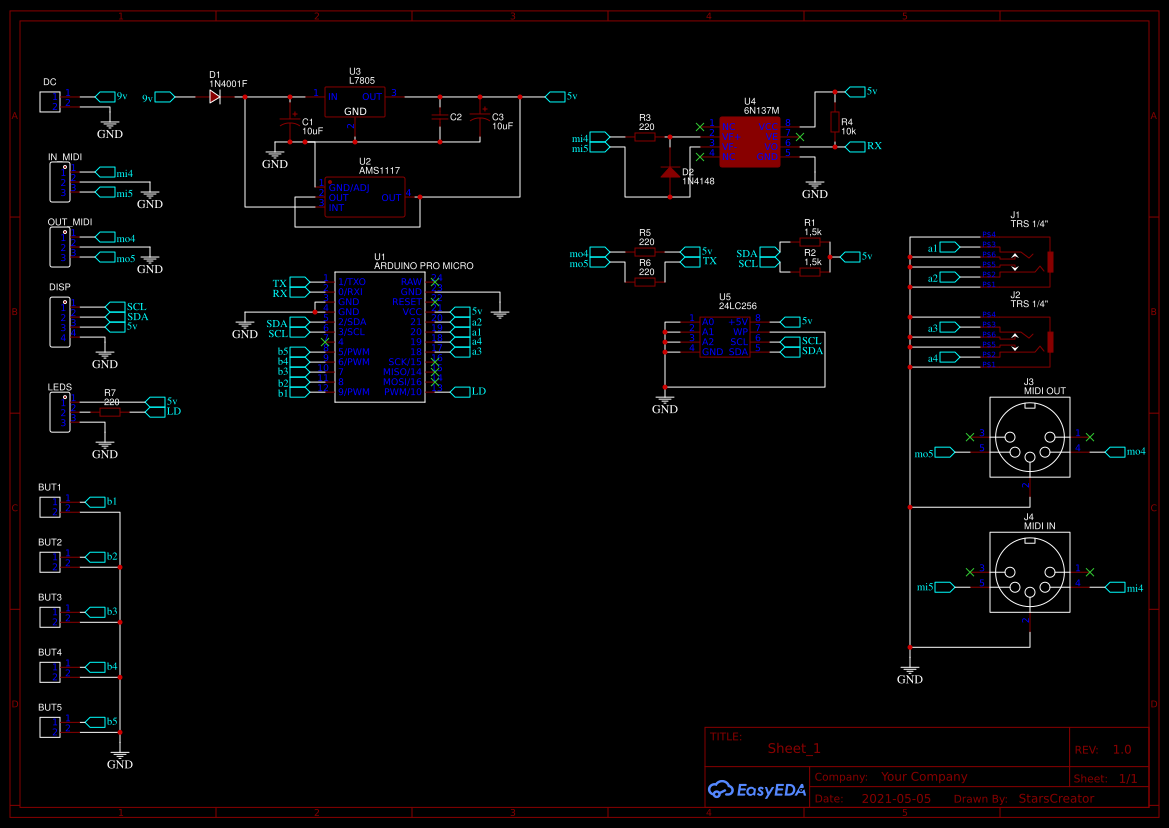 Midi footswitch - EasyEDA open source hardware lab